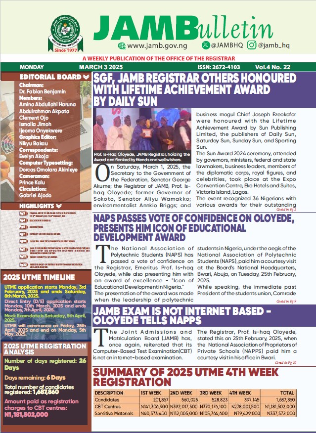 JAMB Bulletin Summary - March 3, 2025: Key Updates for 2025 UTME ...